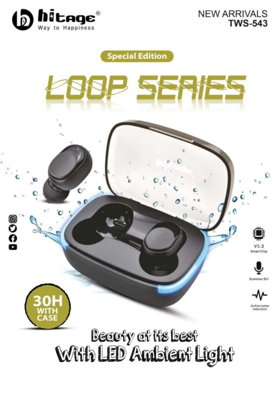 Earbuds TWS-543 Loop Series Smart Touch V5.3 Bluetooth Wireless Earbuds ...