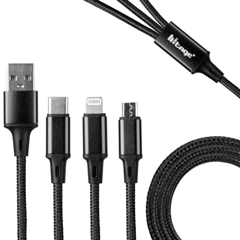 Hitage WB-686 USB Type C Cable 1.2 m Multi Charging Cable Nylon Braided ...